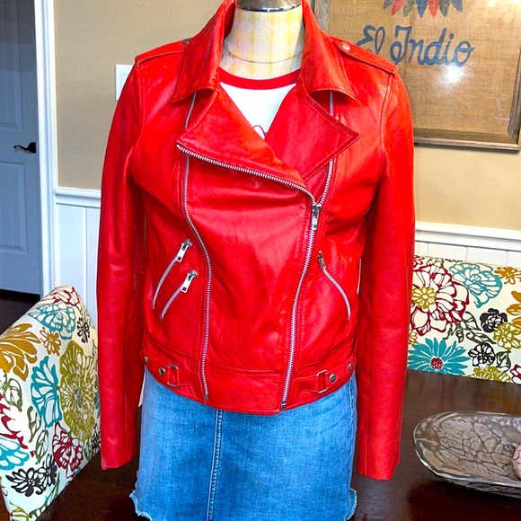 Kookai | Jackets & Coats | Red Leather Jacket | Poshmark